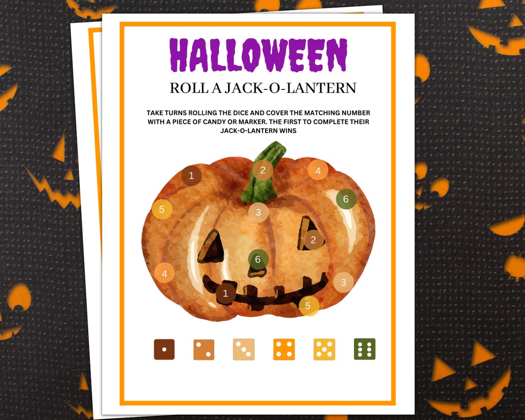 Halloween Party Game, Roll a Jack-o-lantern, Halloween Party Activities ...