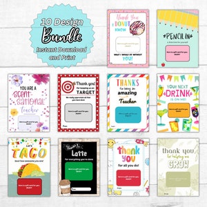 Teacher Appreciation Printable Gift Card Holder Bundle, Teacher Gift ...