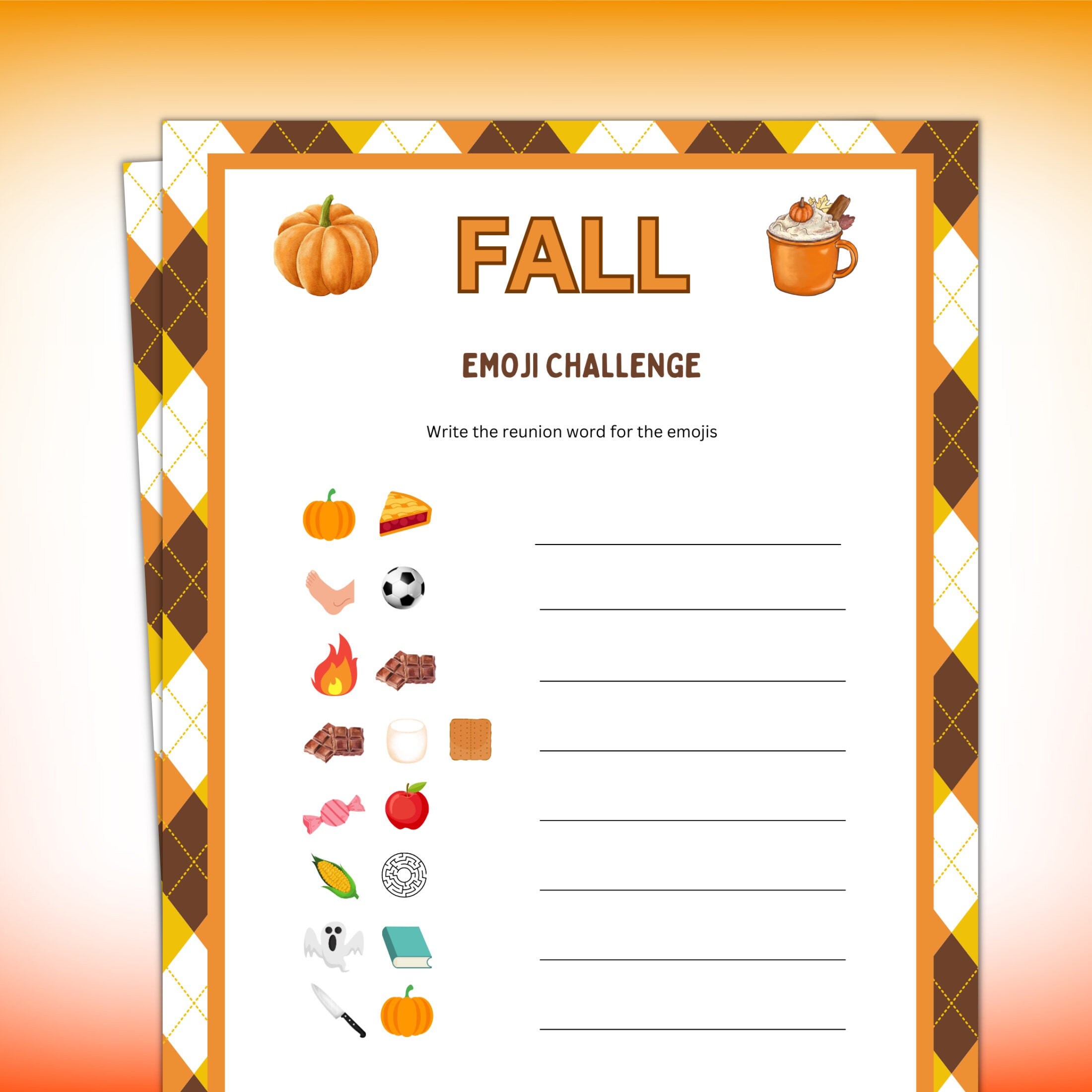 Fall Game, Emoji Challenge Game, Fall Game for Kids and Adults, Fall ...
