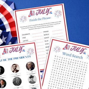 Fourth of July Game Bundle, Printable Family Games, Patriotic Party ...