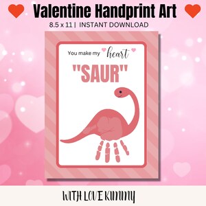 Valentine Handprint Craft ART Printable, Valentine Preschool Art ...