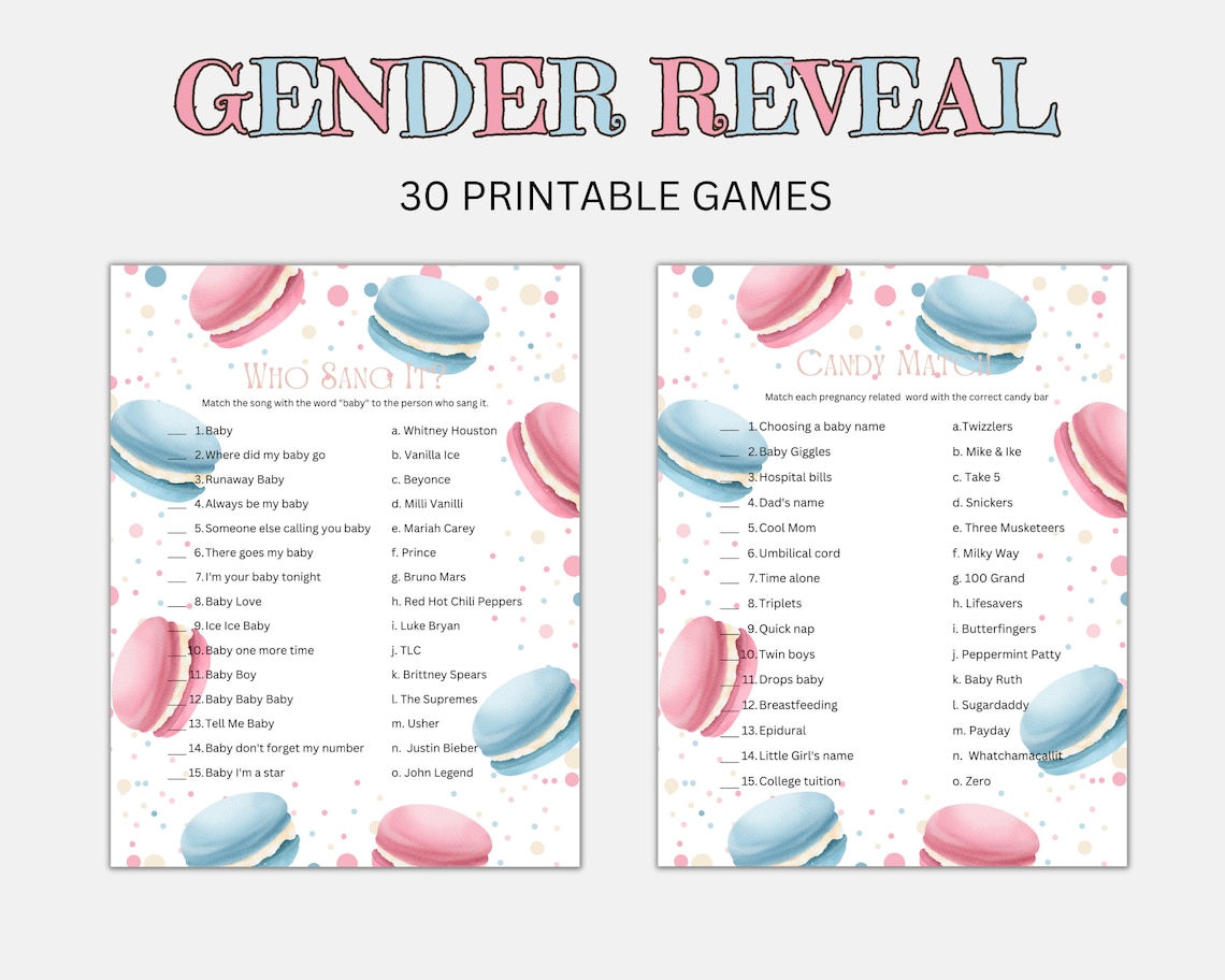 Gender Reveal Games Bundle, Gender Reveal Party, Gender Reveal Games, Blue and Pink Gender ...