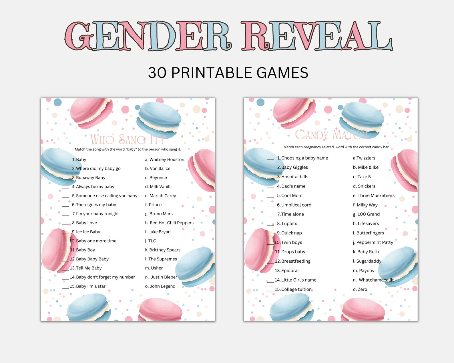 Gender Reveal Games Bundle Gender Reveal Party Gender Reveal Games Blue And Pink Gender
