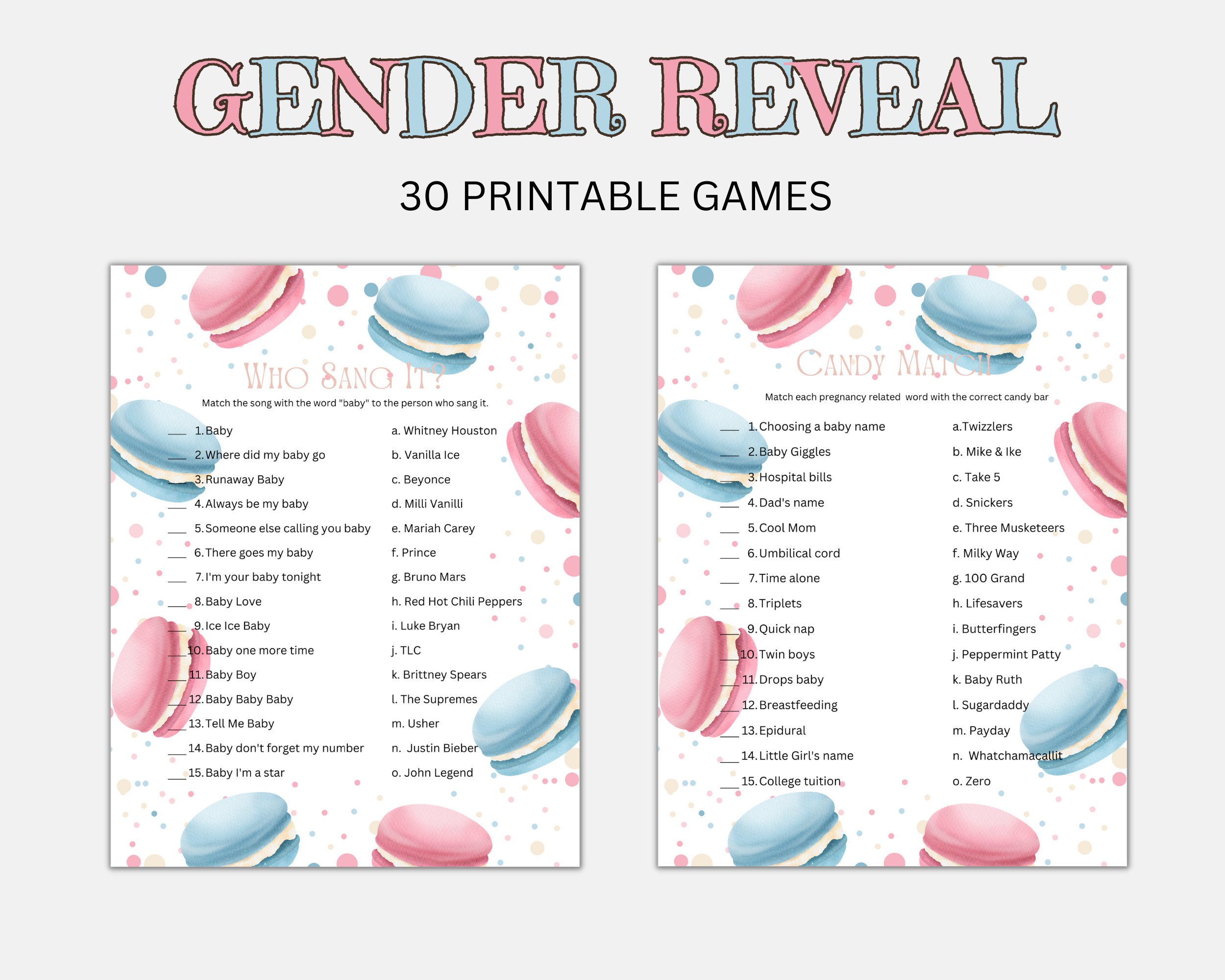 Gender Reveal Games Bundle Gender Reveal Party Gender Reveal - Etsy