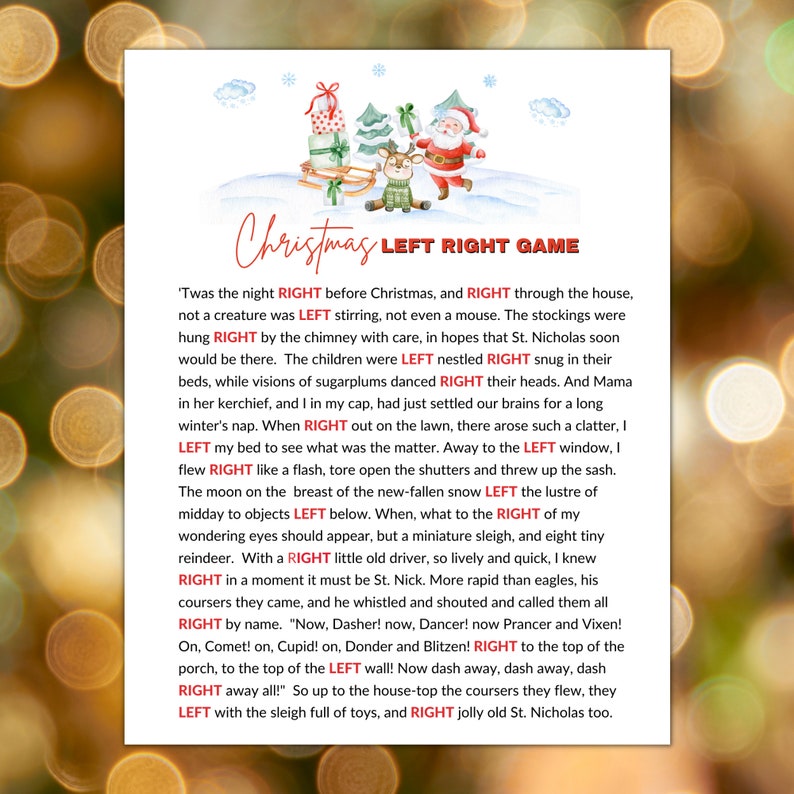 Christmas Left Right Game, Christmas Games Printable, Family Christmas ...