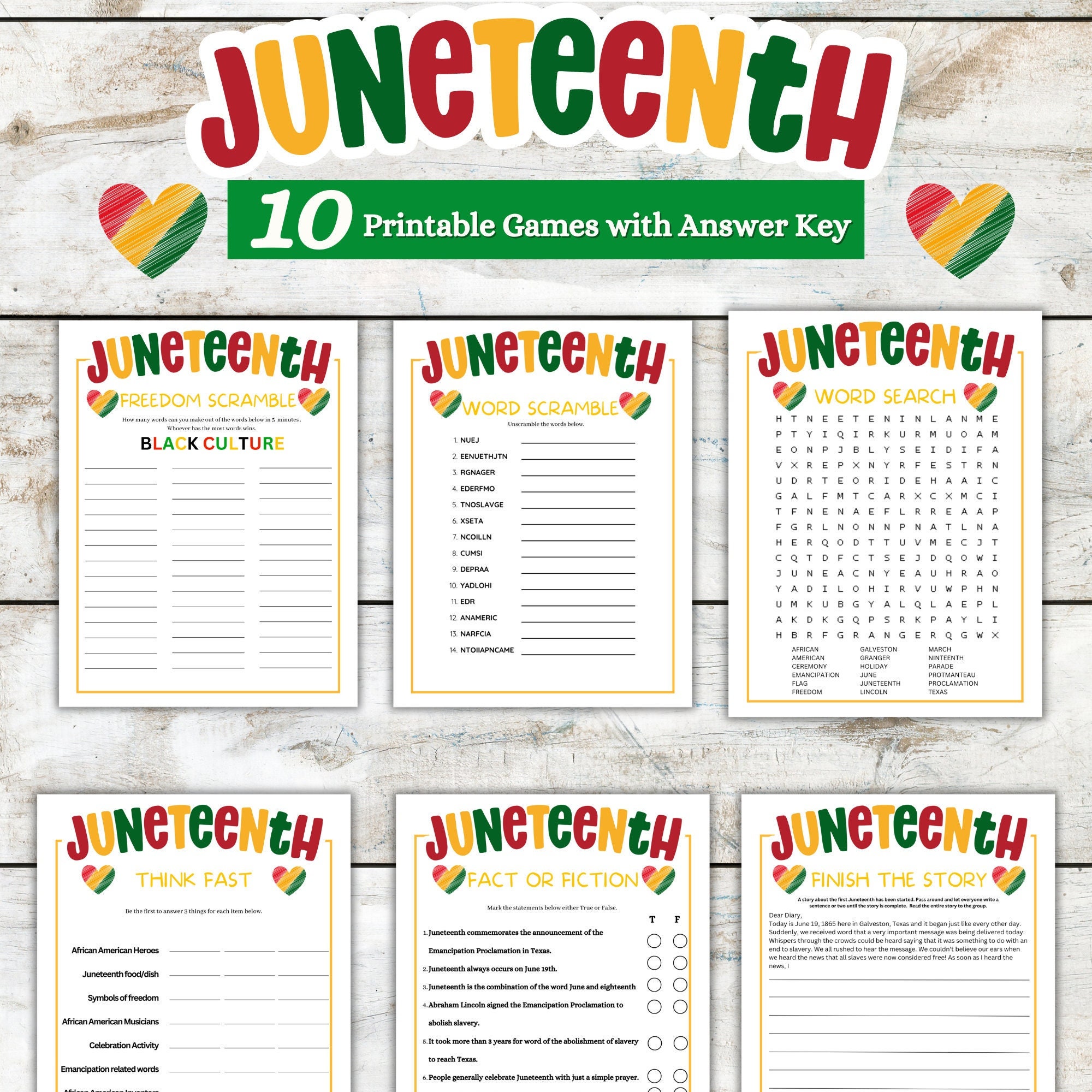 Juneteenth Game Bundle, Juneteenth Activity, Black History Games, Games ...