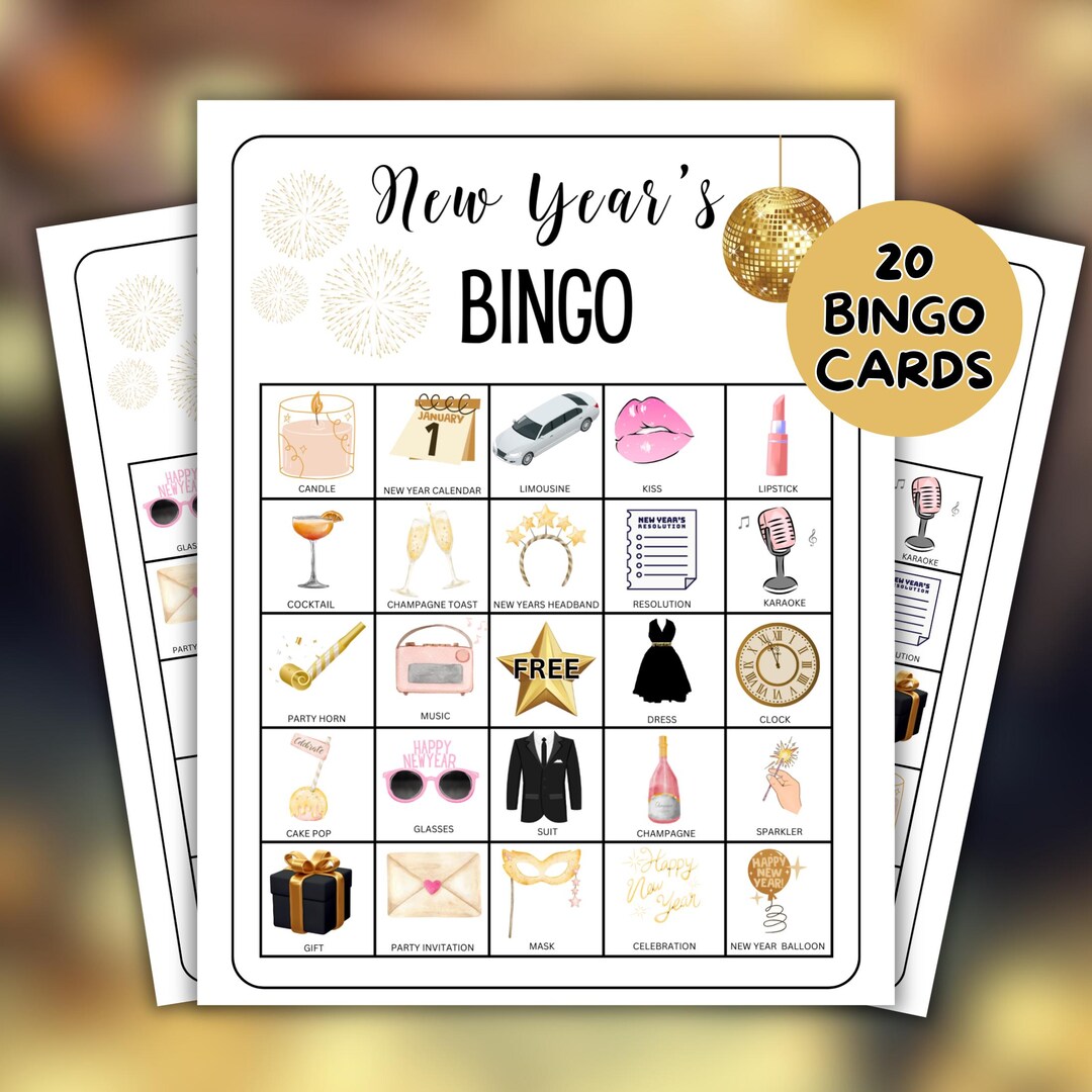 New Year's Eve Bingo Games, 2025 New Year's Games, NYE Party Game, New ...