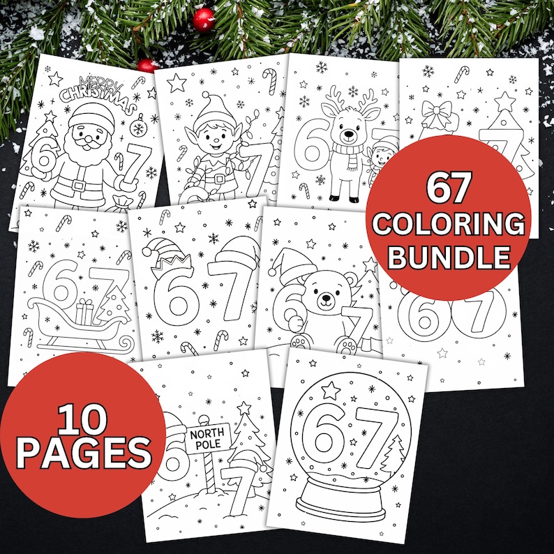 67 Christmas Coloring Page, Gen Alpha Slang, Holiday Coloring, Six ...
