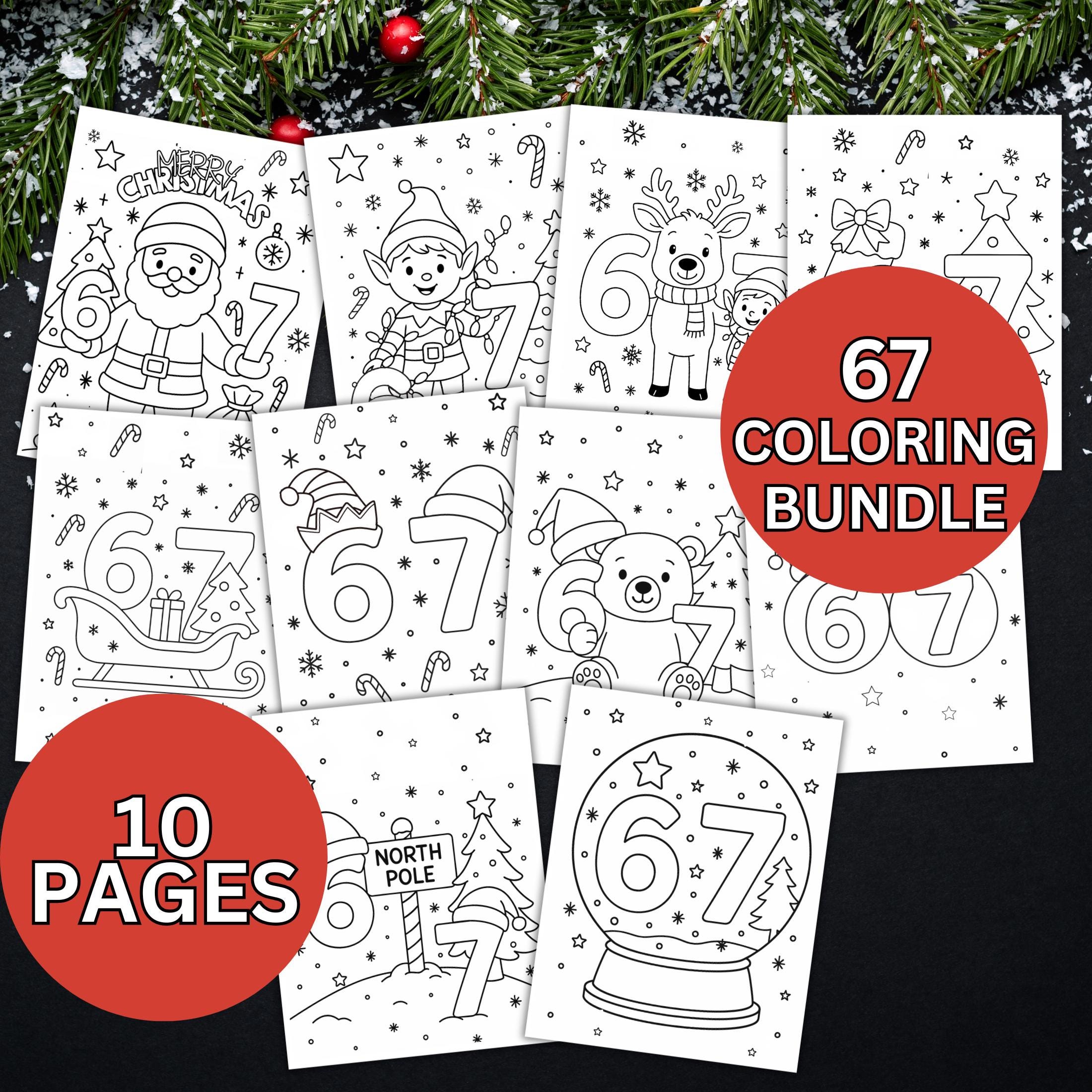 67 Christmas Coloring Page, Gen Alpha Slang, Holiday Coloring, Six ...