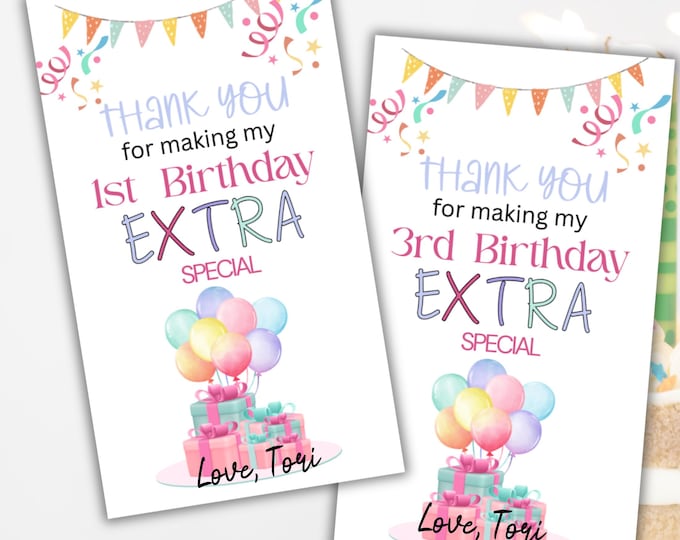 Thank You Birthday Tag, Instant Download, Thank You for Celebrating ...