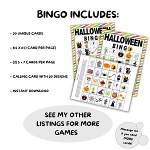 30 Halloween Bingo Games, Autumn Bingo Game Activity, Fall Games ...
