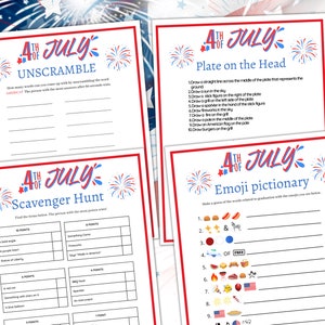 Fourth of July Game Bundle, Printable Family Games, Patriotic Party ...