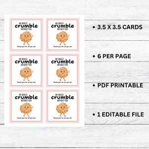 Cookie Gift Tag, Teacher Appreciation, Cookie Crumble, Employee ...