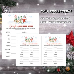 Christmas Reindeer Match Game, Christmas Game Printable, Family ...