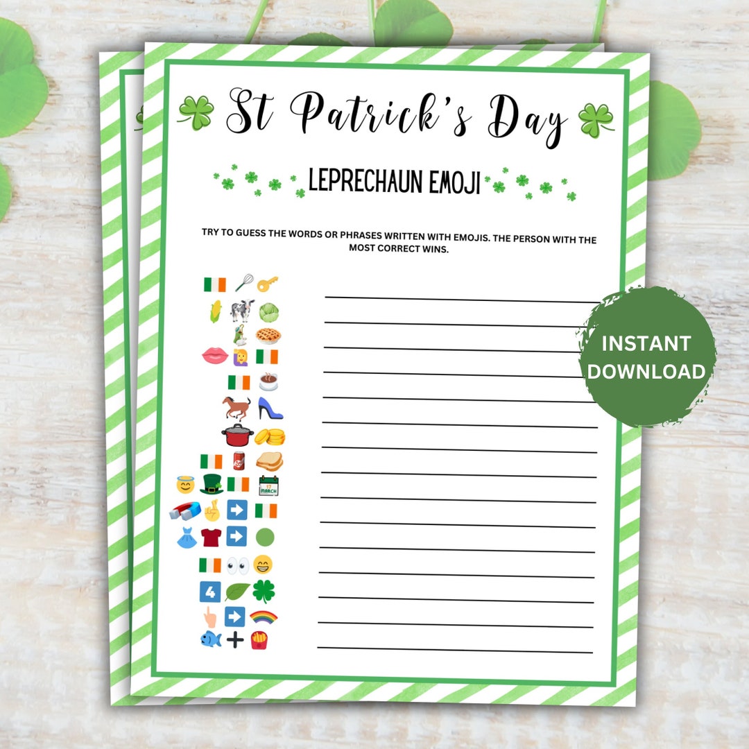 Printable St Patrick's Day Leprechaun Emoji Game, St Paddy's Day Game ...