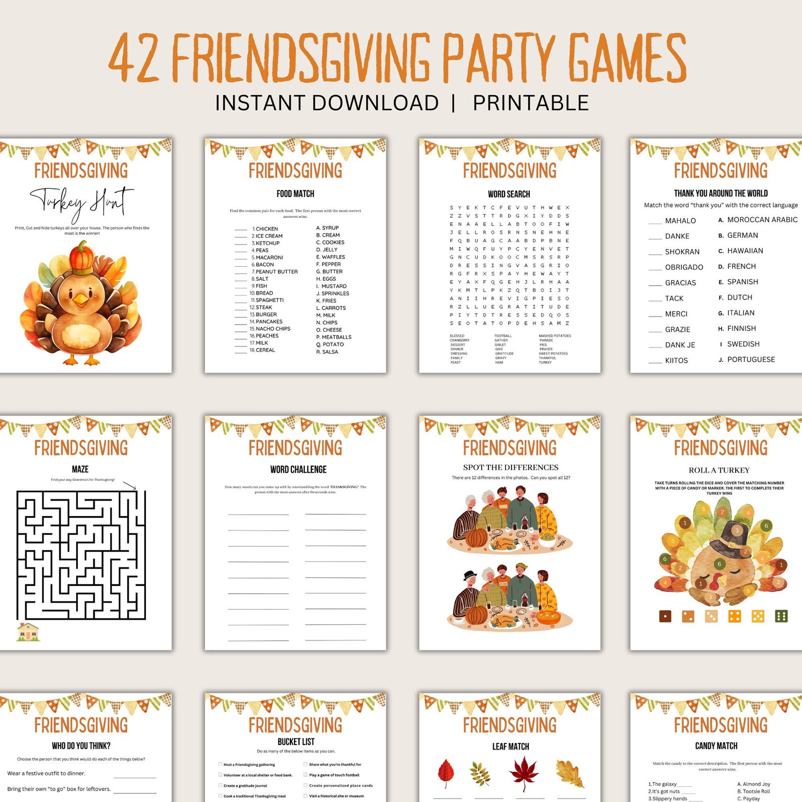 Friendsgiving Game Bundle, Friendsgiving Games, Friendsgiving Games for ...