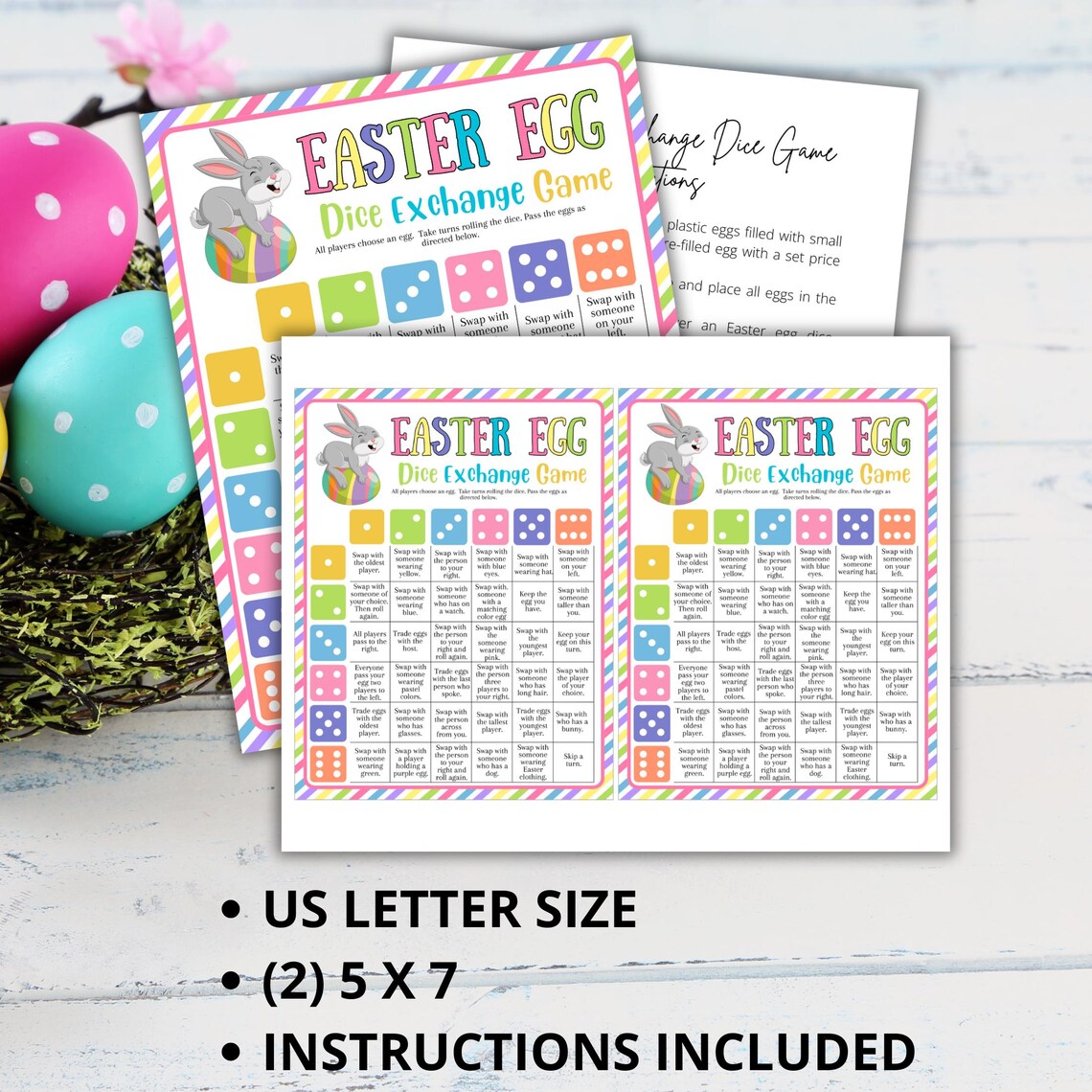 Dice Easter Egg Exchange Game, Easter Dice Game, Kids Adults Family ...