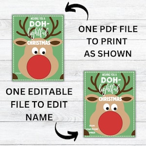 Kids Christmas Play Dough Cards, Class Christmas Favors Tags, Editable ...