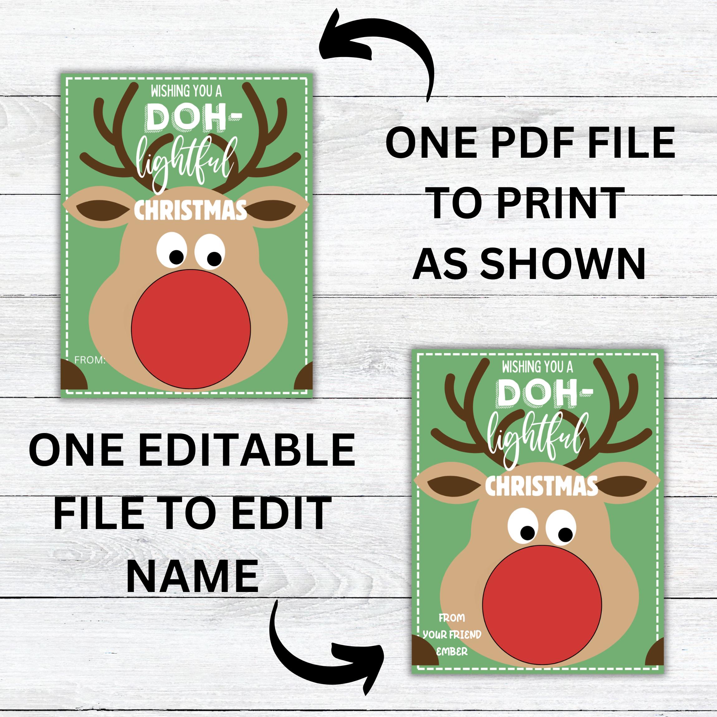 Kids Christmas Play Dough Cards, Class Christmas Favors Tags, Editable ...