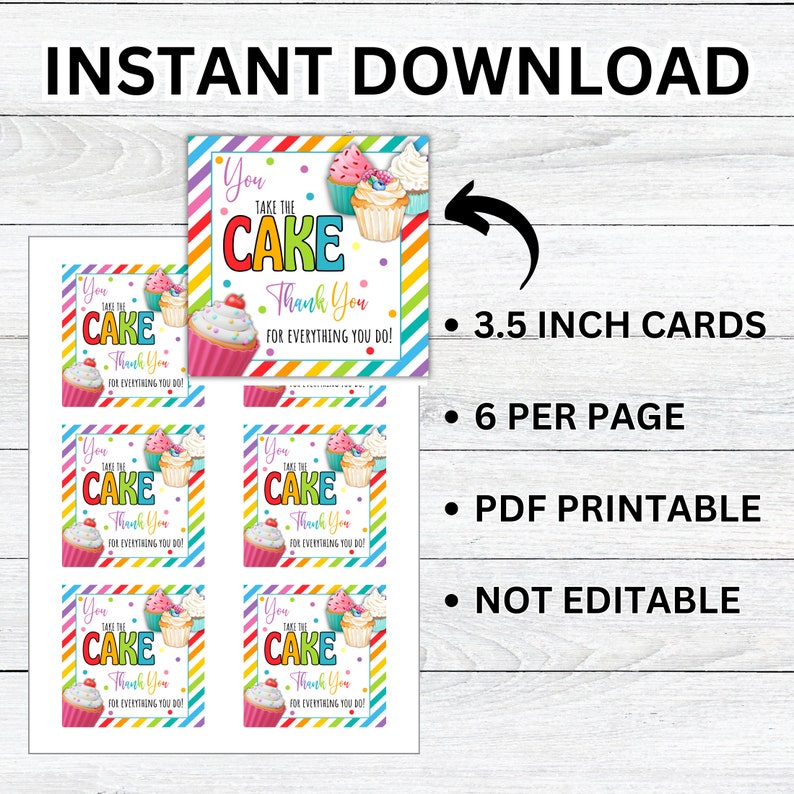 Appreciation Gift Tag, You Take the Cake Teacher Appreciation Gift ...