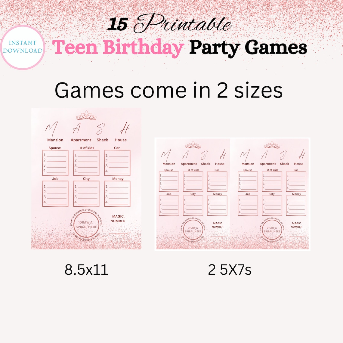 Printable 15th Birthday Game Bundle, Party Activities, Rose Gold ...