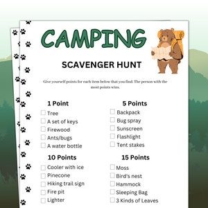 Camping Game for Kids & Adults, Scavenger Hunt Camp Activity, Family ...