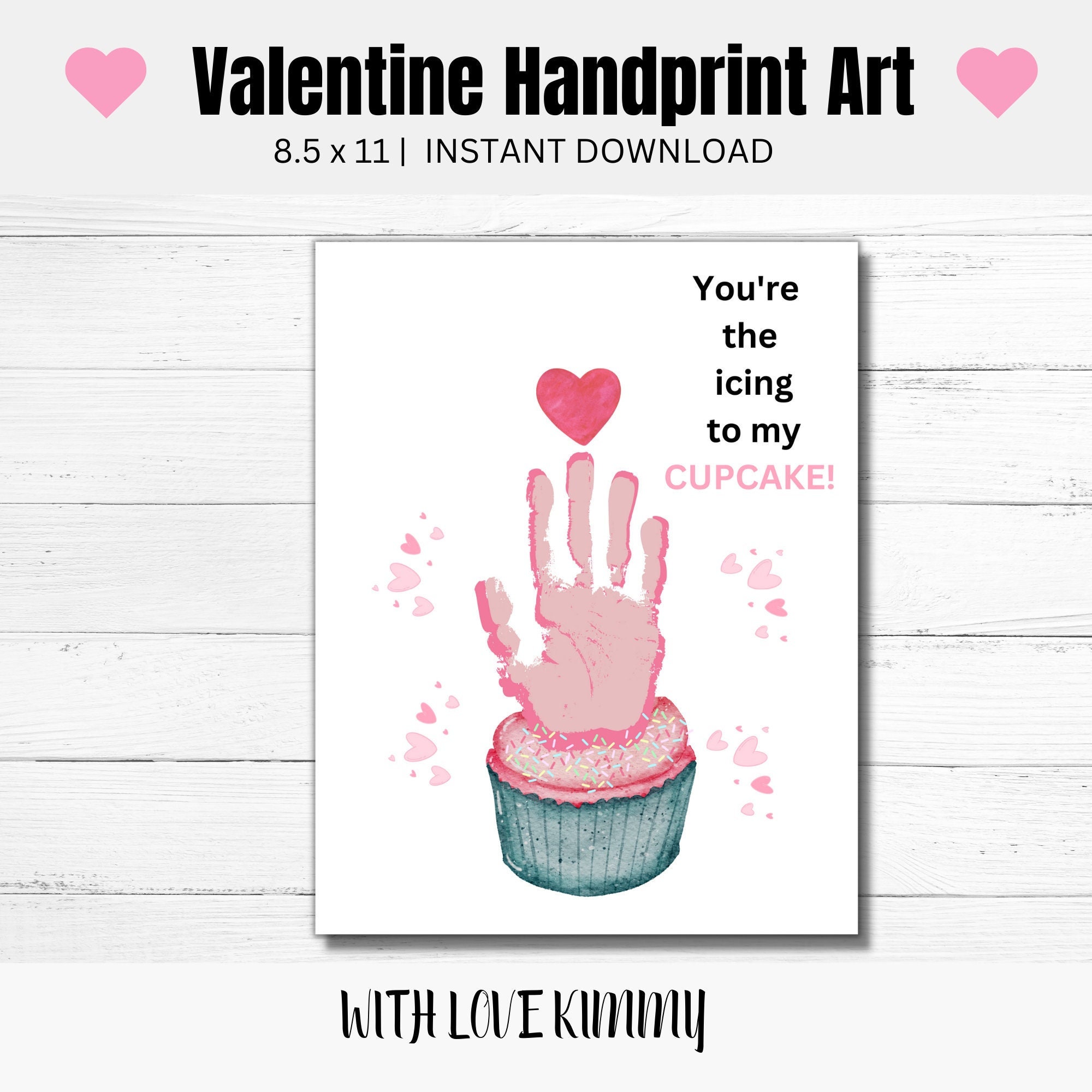 Valentine Handprint Craft ART Printable, Valentine Preschool Art ...