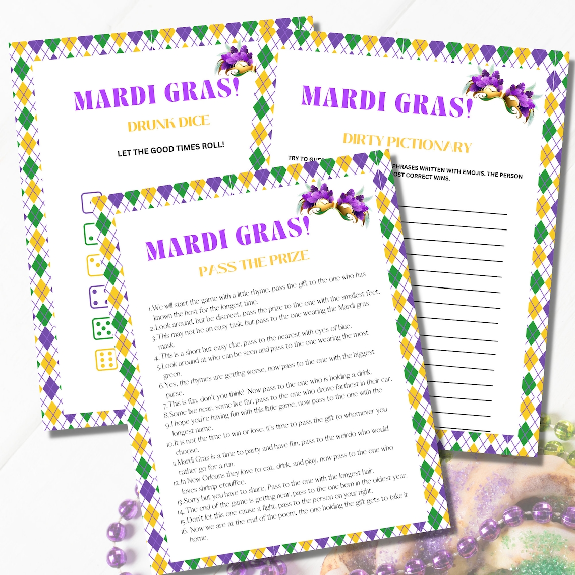 Printable Mardi Gras Game Bundle Party Games and Activities - Etsy