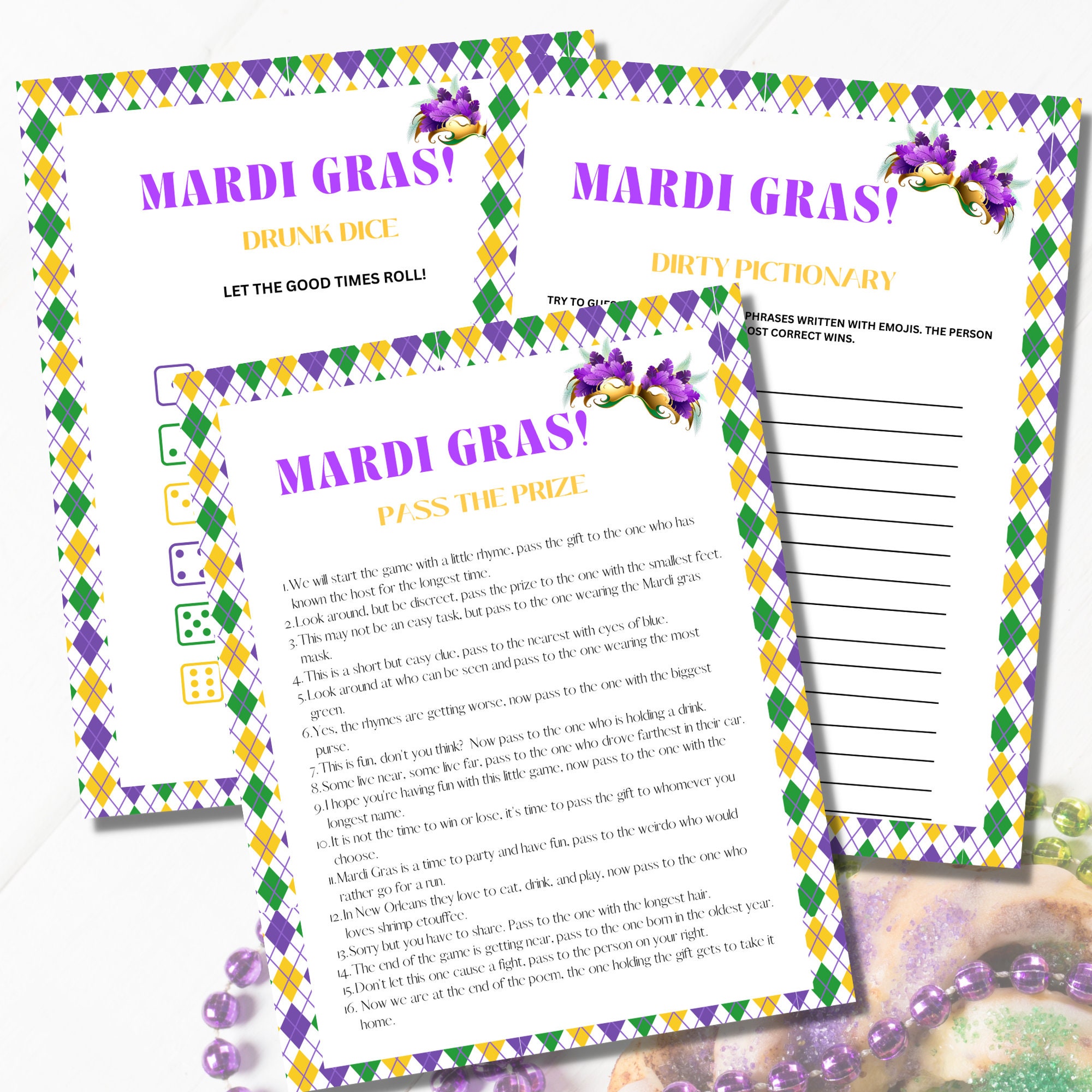 Printable Mardi Gras Game Bundle Party Games and Activities, Mardi Gras ...