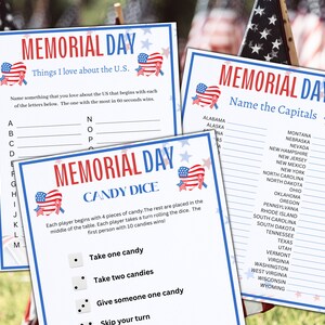 Memorial Day Game Bundle, Printable Family Games, Patriotic Party Games ...