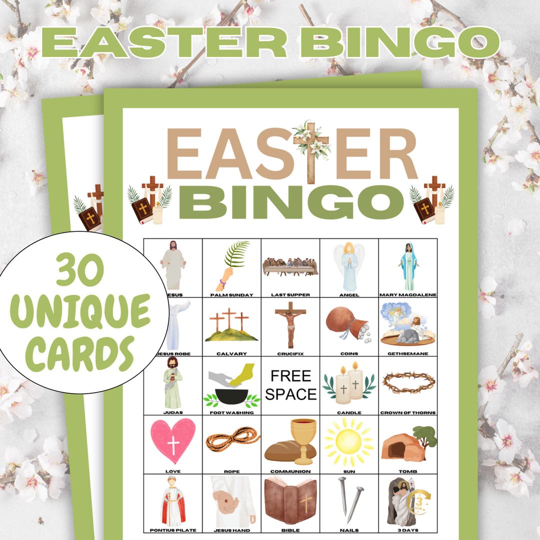 30 EASTER Bingo Cards Game, Christian Bingo, Religious Bingo Game ...