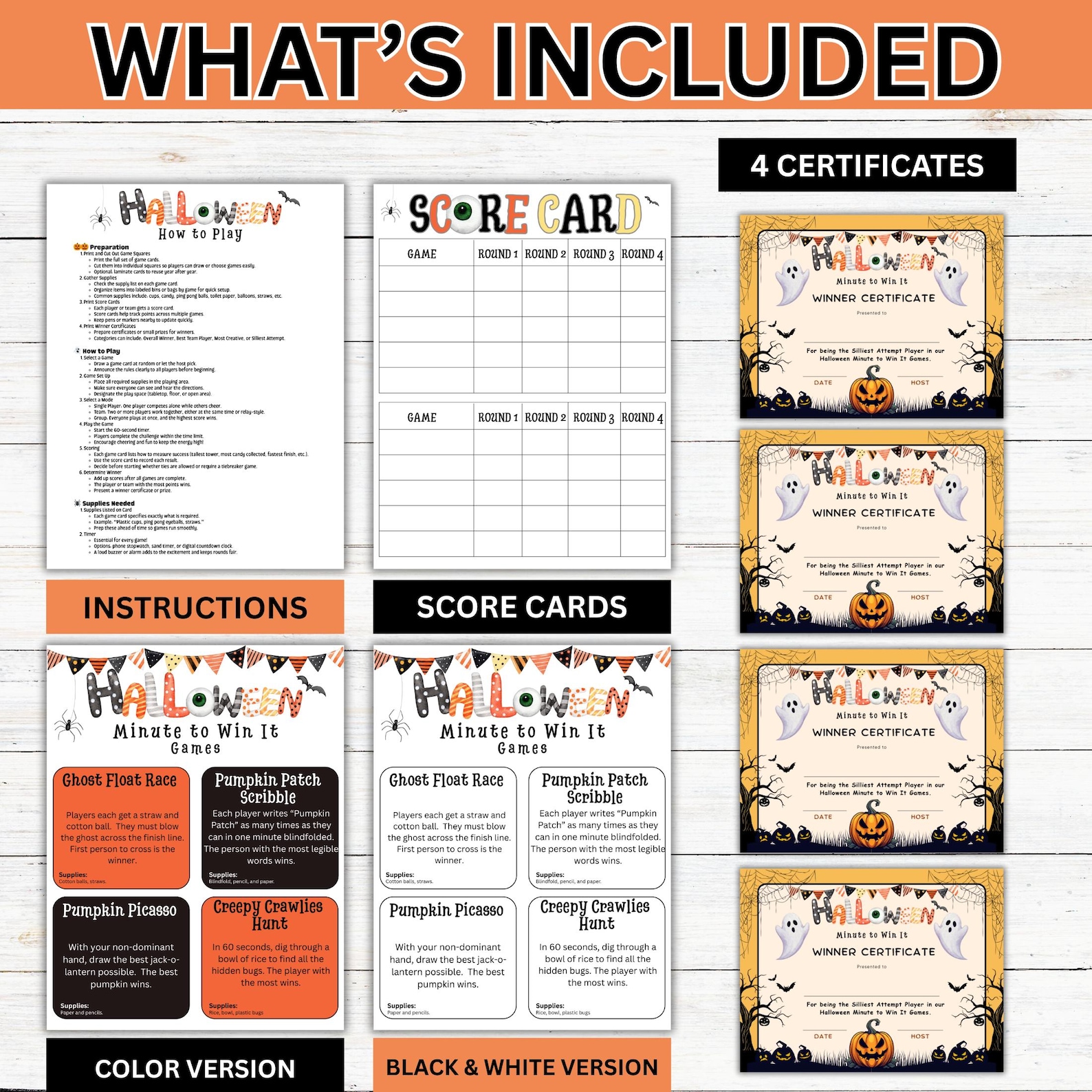 Halloween Minute to Win It Games, 44 Printable Party Games, Classroom ...