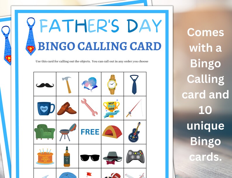 Father's Day Game, Bingo Game, Printable Family Game, Dad's Day Party ...