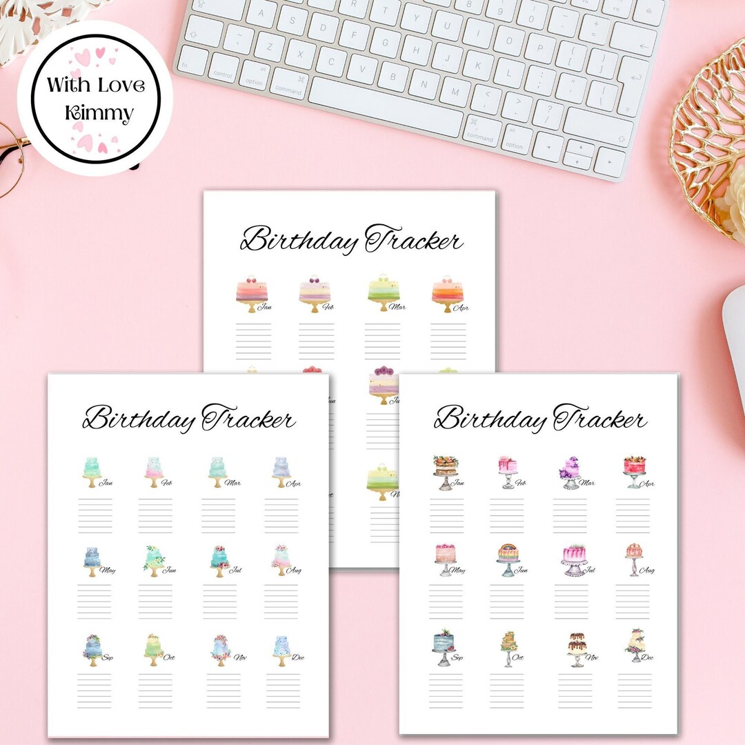Printable BIRTHDAY Cake Themed Calendar Bundle to Keep up With All Your ...