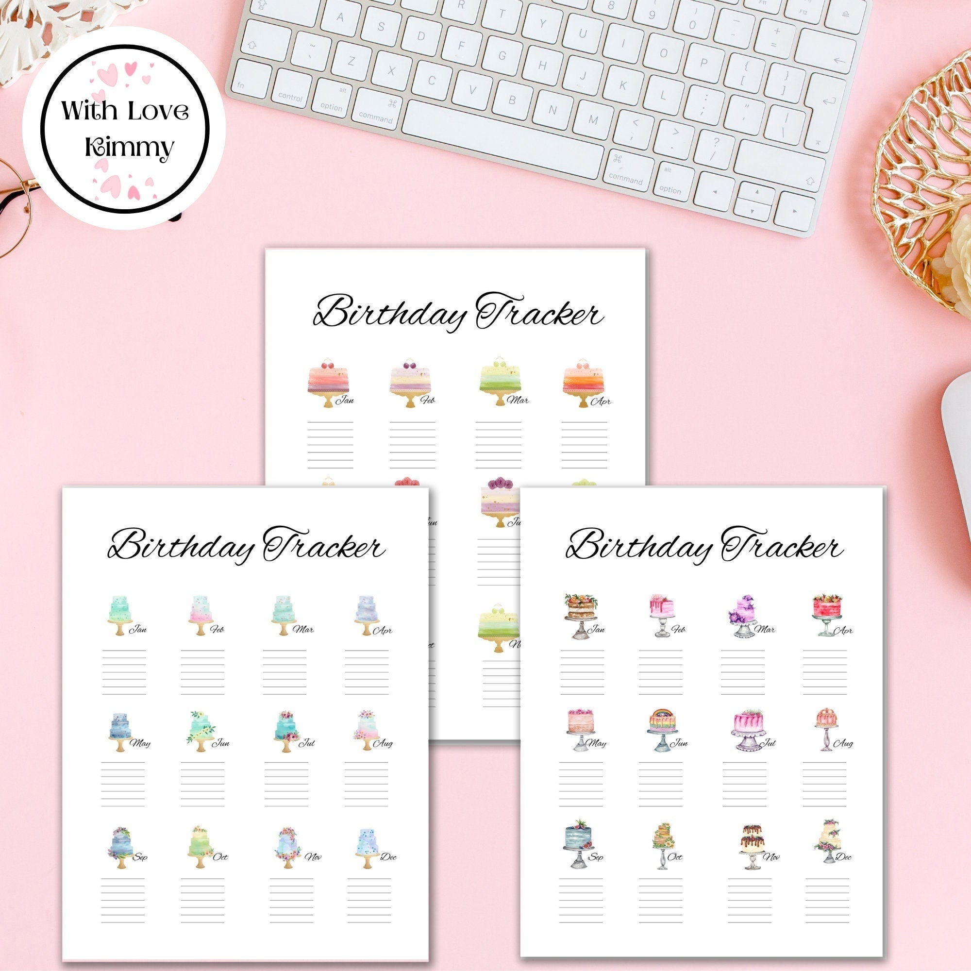 Printable BIRTHDAY Cake Themed Calendar Bundle to Keep up With All Your ...