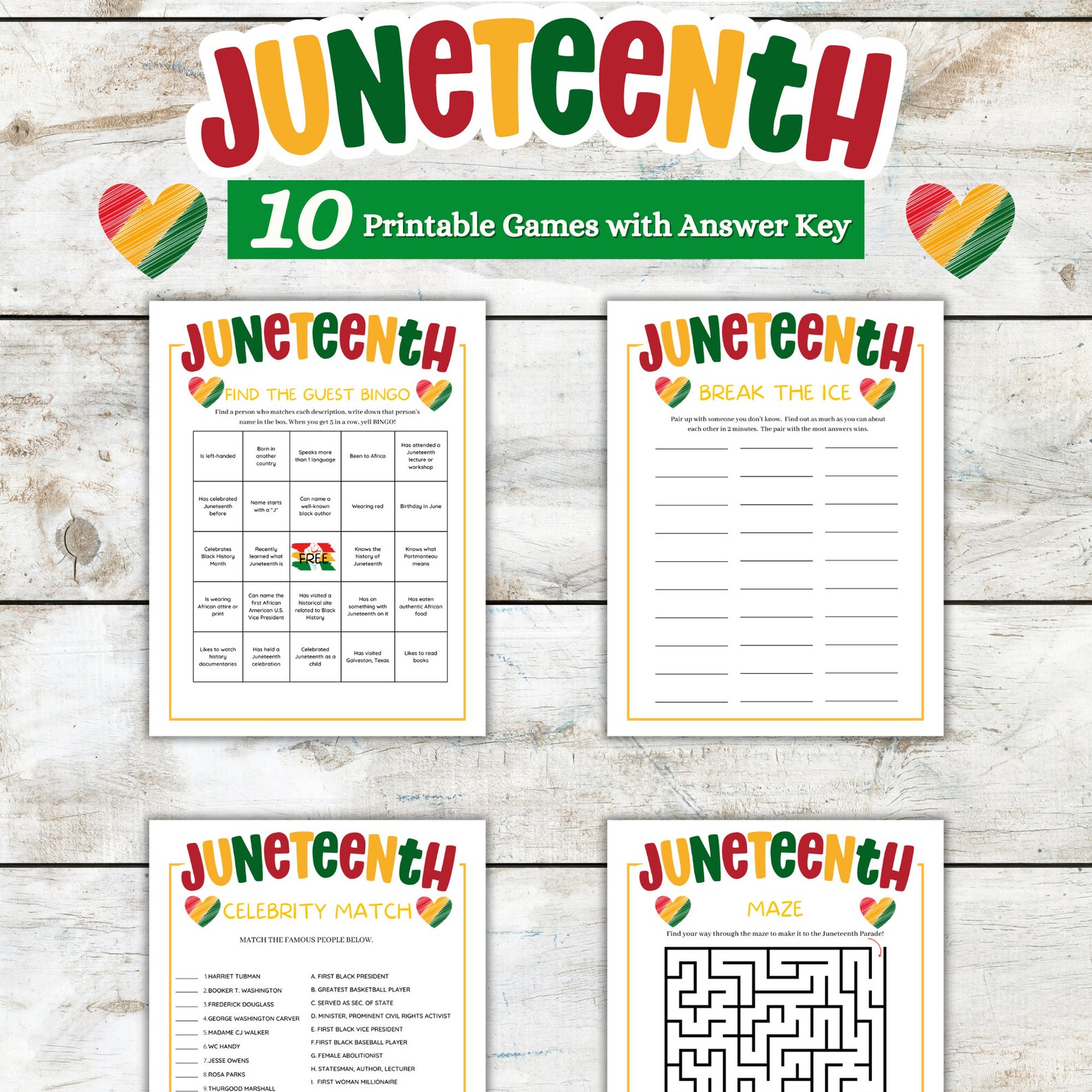 Juneteenth Game Bundle, Juneteenth Activity, Black History Games, Games ...