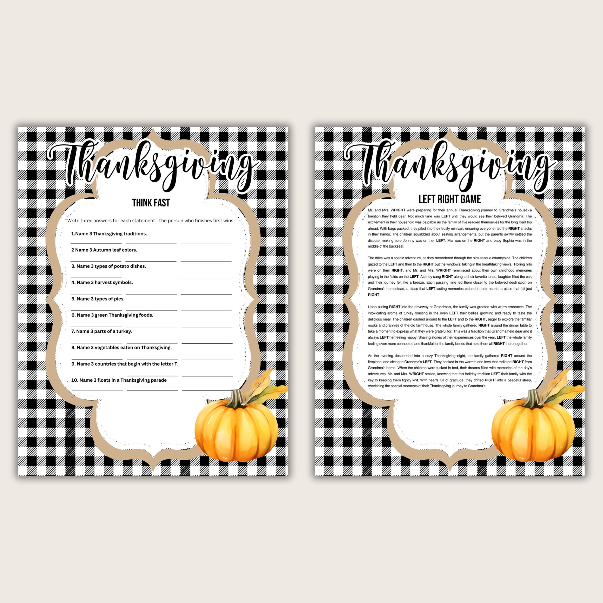 Thanksgiving Game Bundle Thanksgiving Games Thanksgiving - Etsy