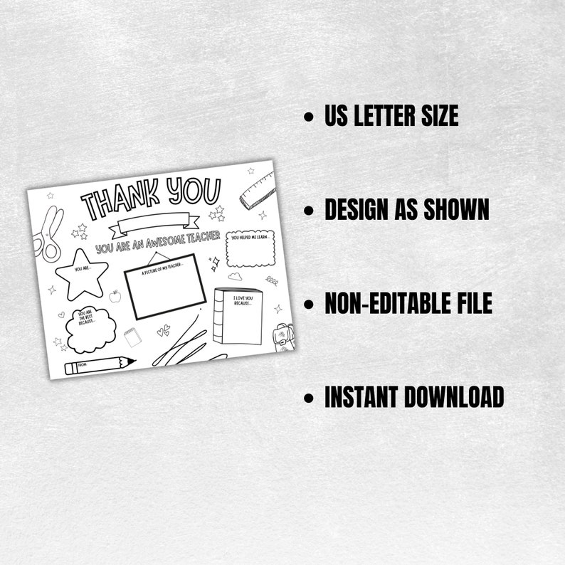 Teacher Appreciation Gift, Printable Teacher Gift Card, Thank You ...