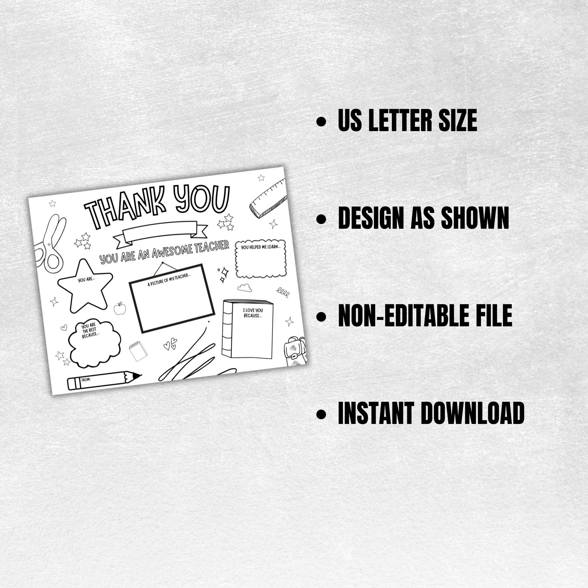 Teacher Appreciation Gift, Printable Teacher Gift Card, Thank You ...