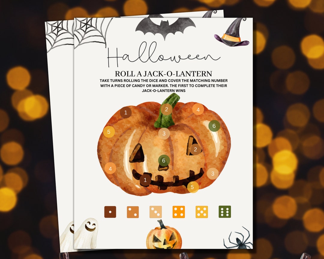 Halloween Party Game, Roll a Jack-o-lantern, Halloween Party Activities ...