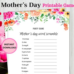 Mother's Day Game, Mother's Day Printable, Mother's Day Craft, Happy ...