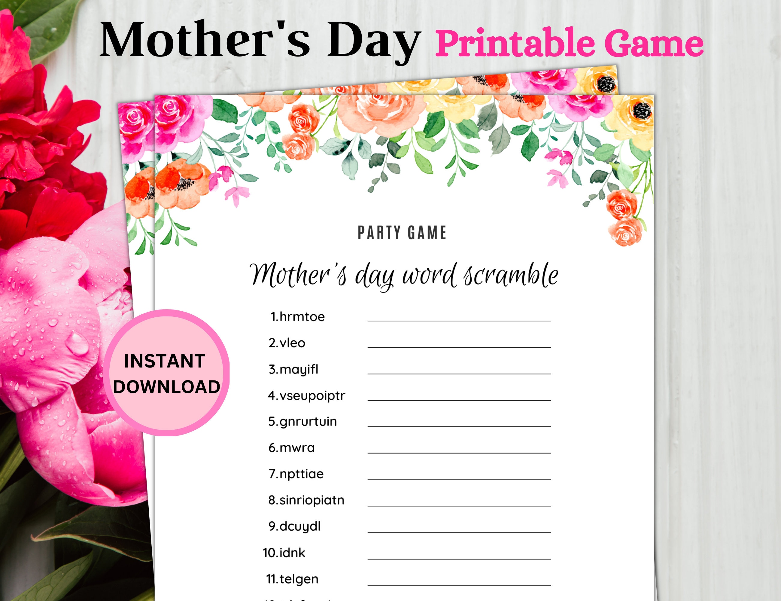 Mother's Day Game, Mother's Day Printable, Mother's Day Craft, Happy ...
