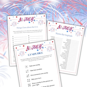 Fourth of July Game Bundle, Printable Family Games, Patriotic Party ...