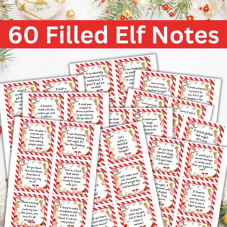 CHRISTMAS Elf Notes, Elf Messages for Kids, Christmas Elf Activities ...