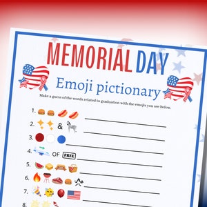 Memorial Day Emoji Game, Printable Family Games, Patriotic Party Games ...