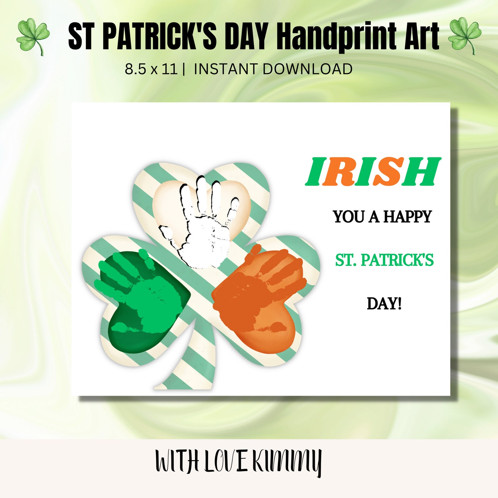 ST Patricks Day Handprint Craft ART Printable, St Patrick's Day ...