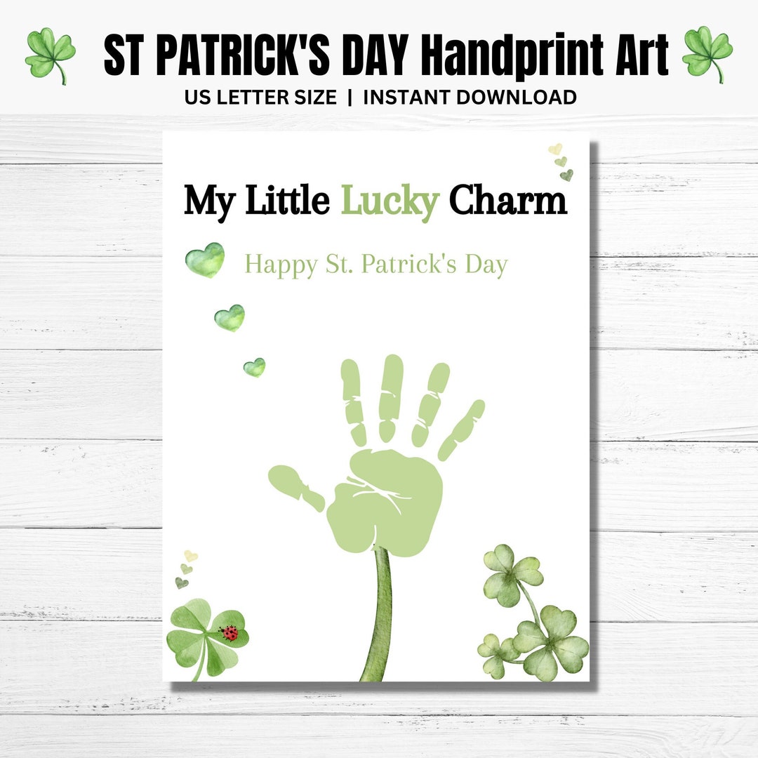 ST Patricks Day Handprint Craft ART Printable, St Patrick's Day ...