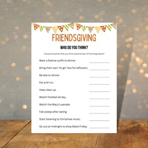 Friendsgiving Game, Friendsgiving Who Do You Think Game, Thanksgiving ...