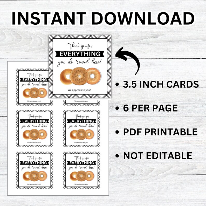 Appreciation Gift Tag, Everything Bagel Teacher Appreciation, Staff Co ...