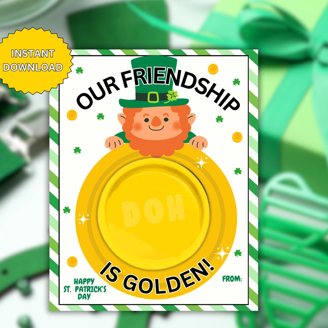 St Patricks Play Dough Gift Card, Kids Printable St Paddys Play Dough ...